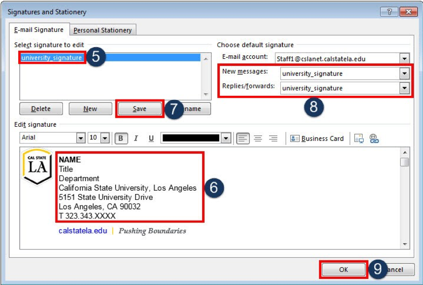 Email Signature Instructions for PC | Cal State LA
